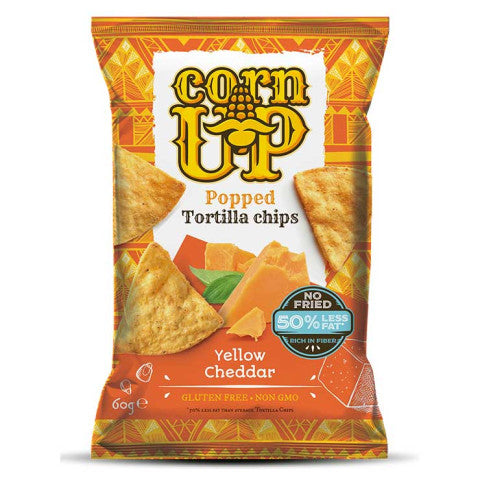 Corn Up Popped Tortilla Chips Yellow Cheddar 60g | Cheese Flavored Chips