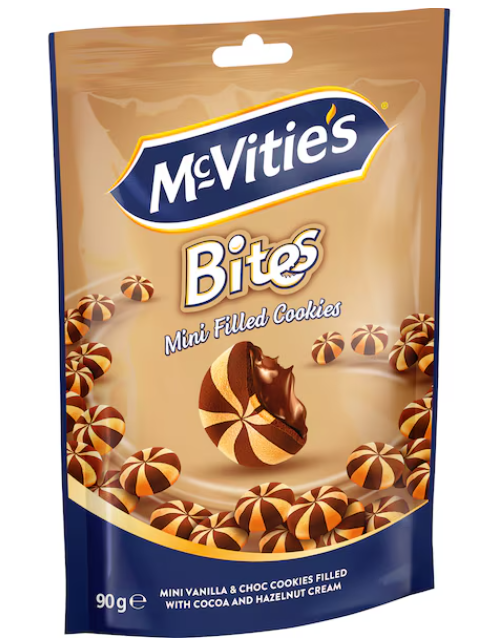 McVities Bites Mini Filled Cookies Vanilla & Choc 90g